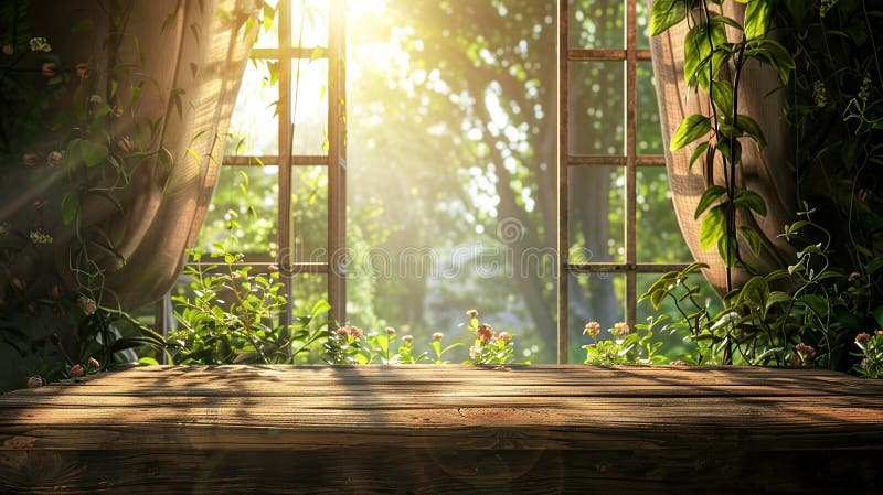 Sunny Window View stock illustration. Illustration of garden - 326455228