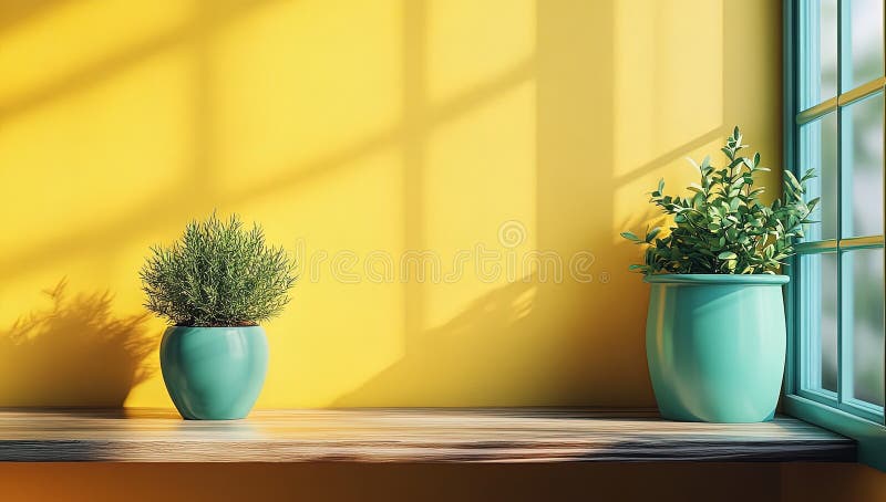Sunny Windowsill with Potted Plants Stock Image - Image of window ...
