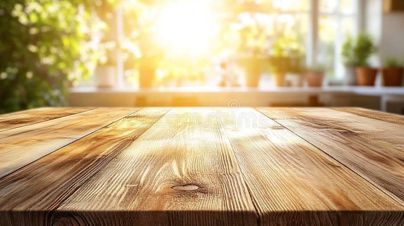 Sunny Wooden Tabletop Background Stock Illustration - Illustration of ...