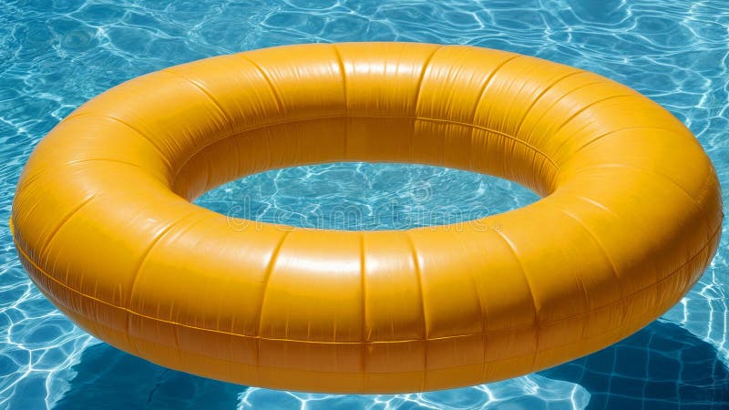 Sunny Yellow Pool Float Drifting in Refreshing Blue Water Stock ...