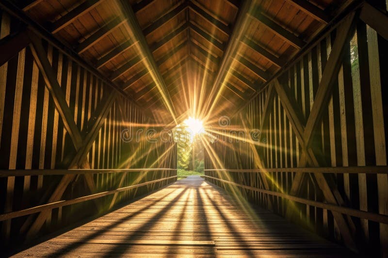 Sunrays Peeking through Bridge Slats Stock Illustration - Illustration ...