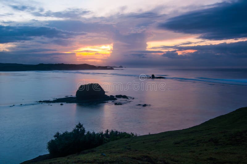 Sunrise at Serenting Beach Lombok Stock Photo - Image of sunrise, hills ...