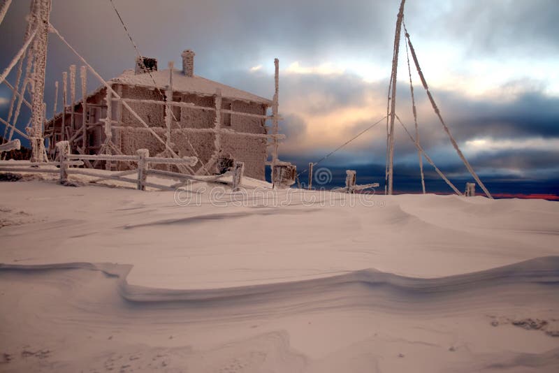 Sunrise stock image. Image of cabin, alpine, frozen, charming - 7398495