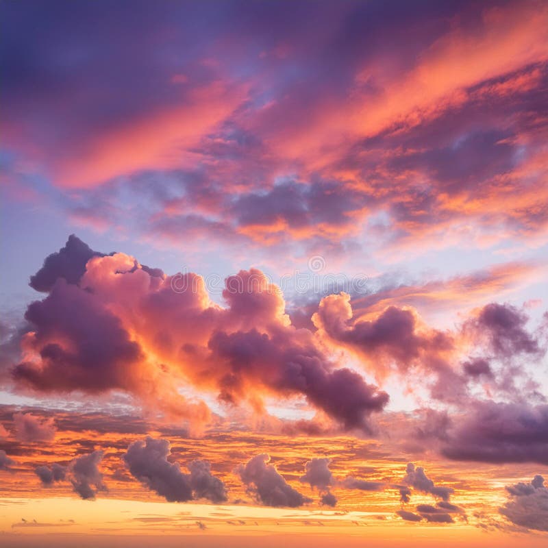 Sunrise Above the Clouds. Beautiful Sky with Clouds at Sunset Stock ...