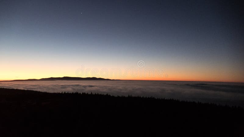 Sunrise Above the Clouds of Inversion I the Valley Stock Image - Image ...