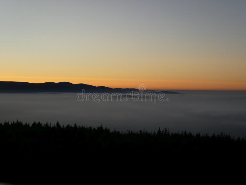 Sunrise Above the Clouds of Inversion I the Valley Stock Photo - Image ...