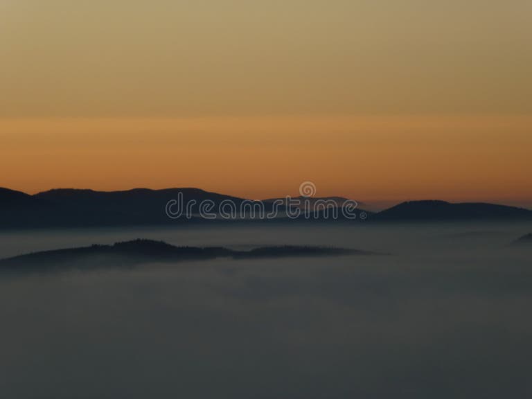 Sunrise Above the Clouds of Inversion I the Valley Stock Photo - Image ...