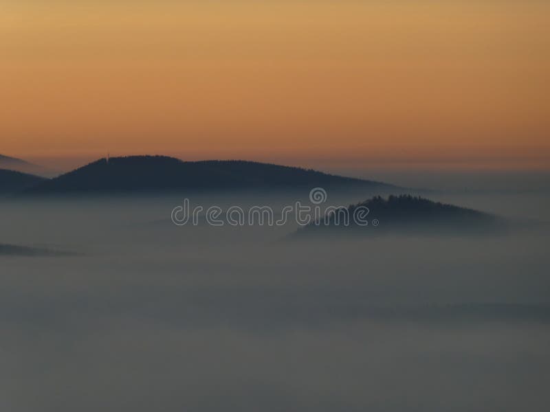 Sunrise Above the Clouds of Inversion I the Valley Stock Photo - Image ...