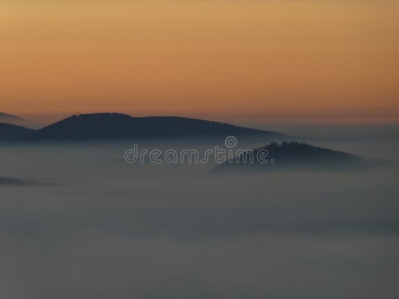 Sunrise Above the Clouds of Inversion I the Valley Stock Photo - Image ...
