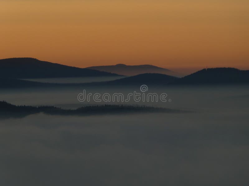 Sunrise Above the Clouds of Inversion I the Valley Stock Photo - Image ...