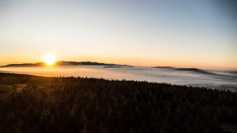 Sunrise Above the Clouds of Inversion I the Valley Stock Photo - Image ...