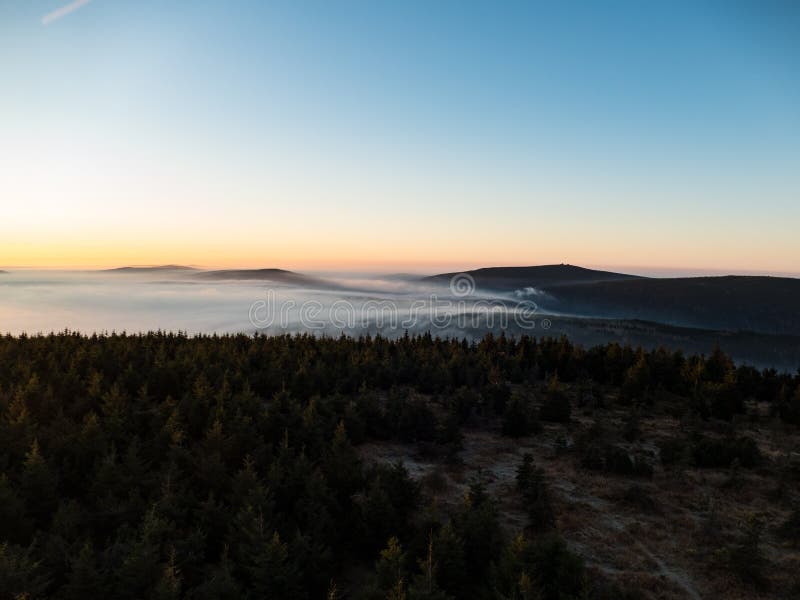 Sunrise Above the Clouds of Inversion I the Valley Stock Photo - Image ...