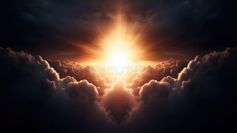 Sunrise Above Clouds with Radiant God Rays Stock Illustration ...