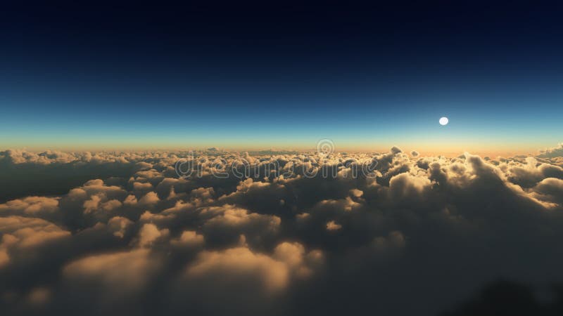 Sunrise above in clouds stock illustration. Illustration of cloudscape ...