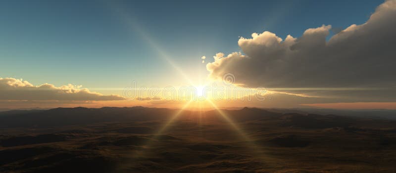 Sunrise above in clouds stock illustration. Illustration of speed ...