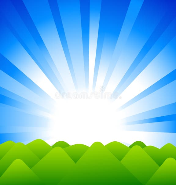 Sunrise above Hills stock illustration. Illustration of blue - 25200055