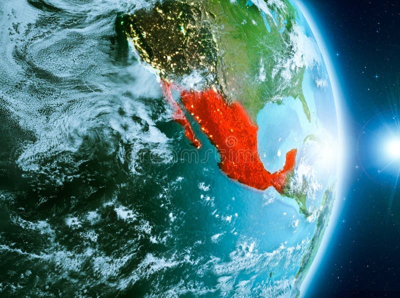 Sunrise Above Mexico on Planet Earth Stock Photo - Image of american ...