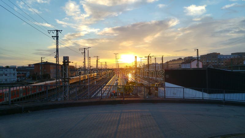 Sunrise stock photo. Image of train, track, sunrise - 85643766