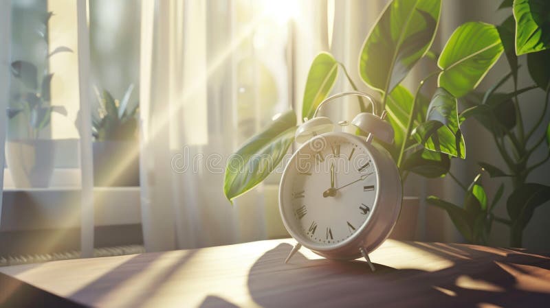 A Sunrise with an Alarm Clock Symbolizing the Daylight Saving Time ...