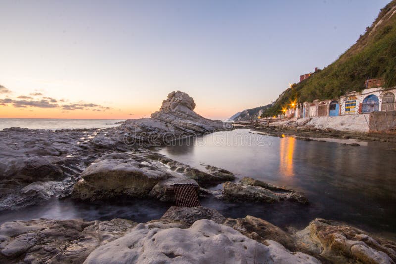 Sunrise on Ancona sea stock photo. Image of early, italy - 43990428