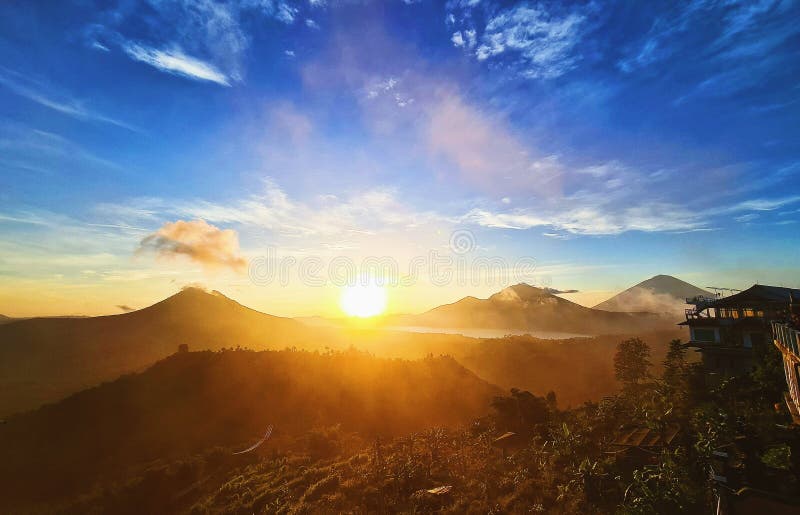 Sunrise in bali stock photo. Image of view, landscape - 228662838