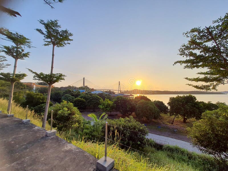 Sunrise @ Barelang Bridge stock image. Image of sunrise - 255462169