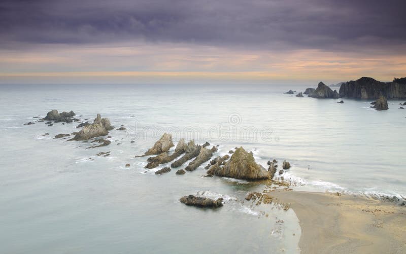 Sunrise on the Bay of Biscay. Stock Photo - Image of asturias, travel ...