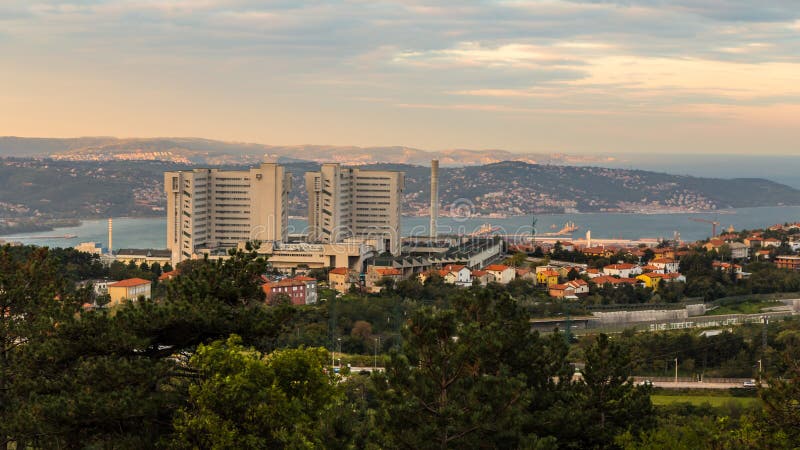 Sunrise in the Bay of Trieste Stock Image - Image of coastline ...
