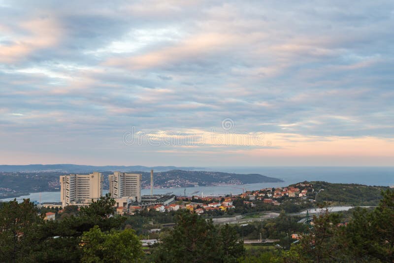 Sunrise in the Bay of Trieste Stock Image - Image of italy, nature ...