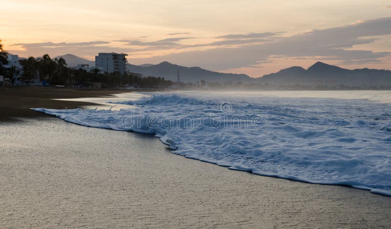 Sunrise on the Beach in Mexico. Manzanillo Colima Stock Photo - Image ...