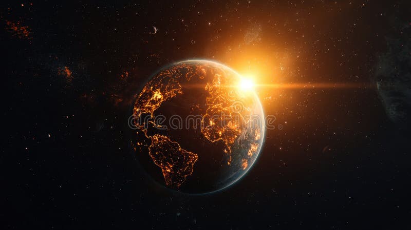 Sunrise Behind the Earth from Space. Generative AI Stock Photo - Image ...
