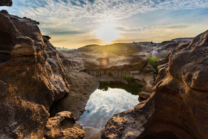 Sunrise behind the rock stock photo. Image of thailand - 55348168