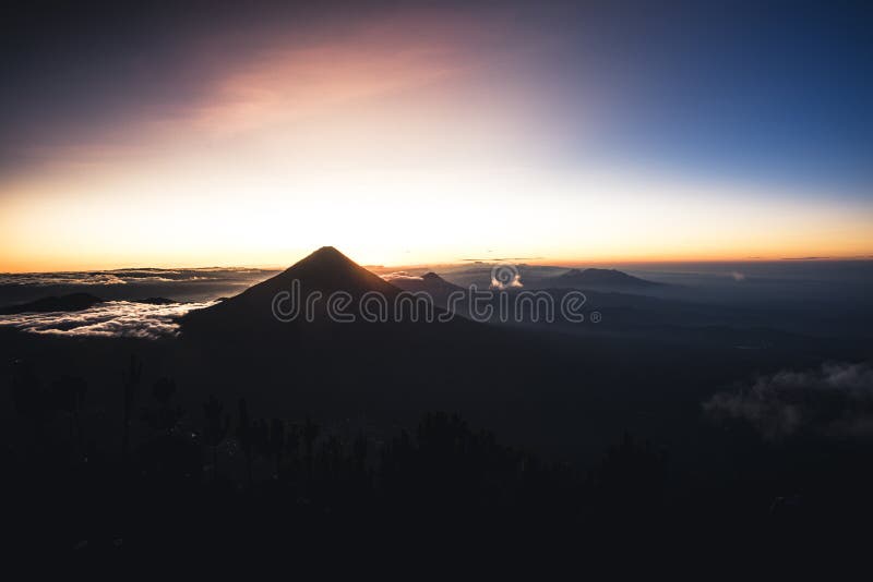 Sunrise Behind Volcano Agua in Guatemala Stock Photo - Image of sunrise ...