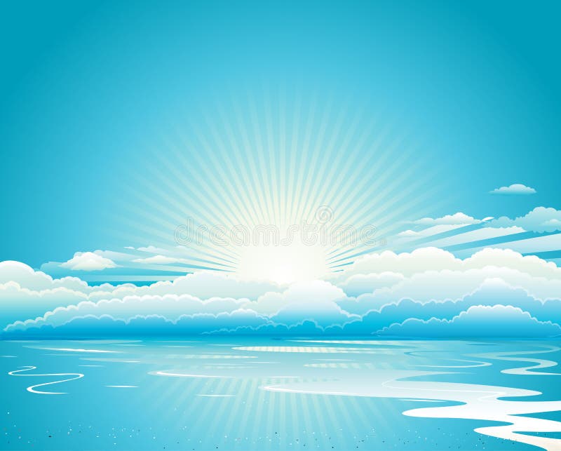 Sunrise Blue Sky and Clouds Stock Illustration - Illustration of ...