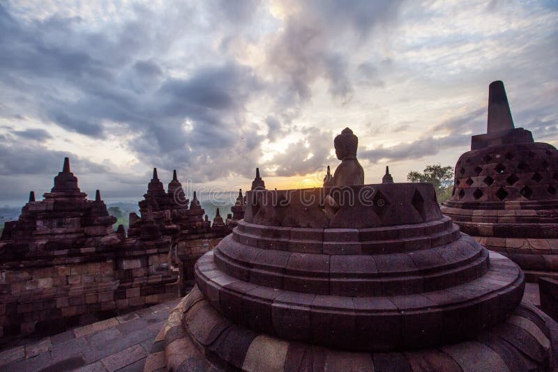 Sunrise at Borobudur Temple, Java, Bali Stock Image - Image of unesco ...