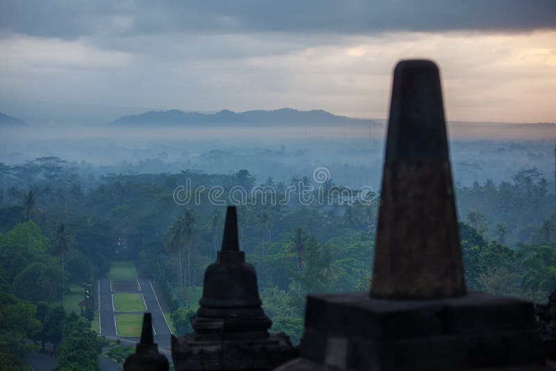Sunrise at Borobudur Temple, Java, Bali Stock Image - Image of ...