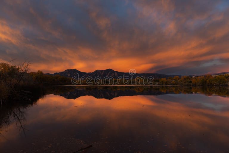 Front Range Reflection in Boulder Colorado Stock Photo - Image of ...