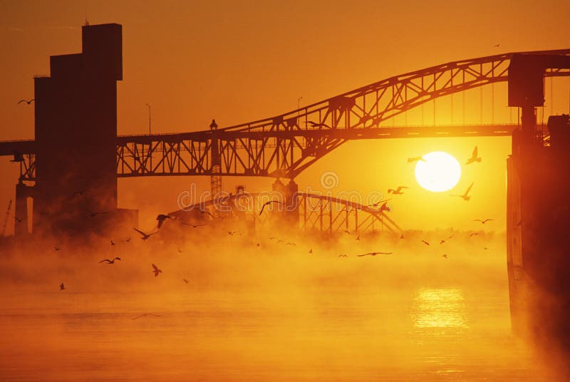 Sunrise on bridge stock image. Image of landcape, bridge - 15358081