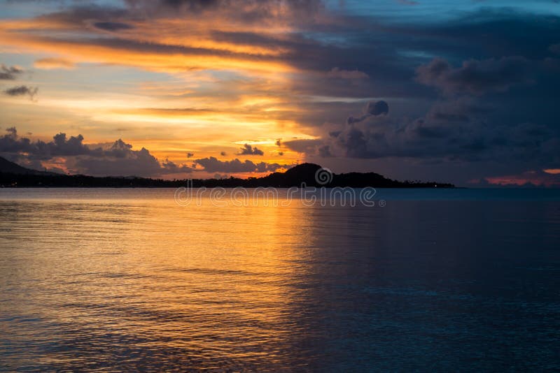 Sunrise with Bright Side with Dark Side.at Samui Island Stock Photo ...