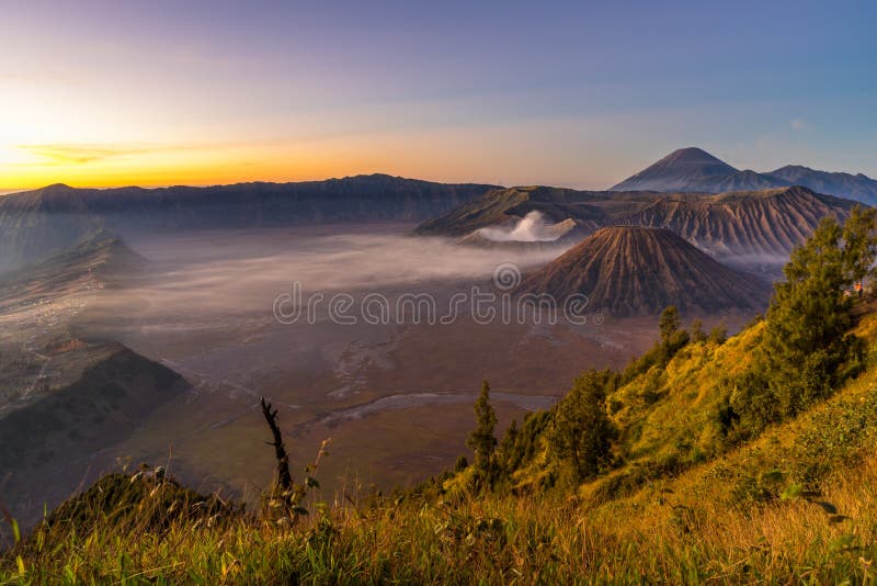 Sunrise at Bromo mountain stock photo. Image of texture - 45418168