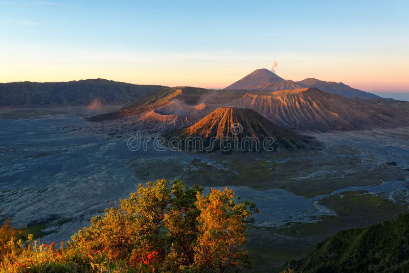 Sunrise on Bromo Volcano in Java Stock Image - Image of adventure ...