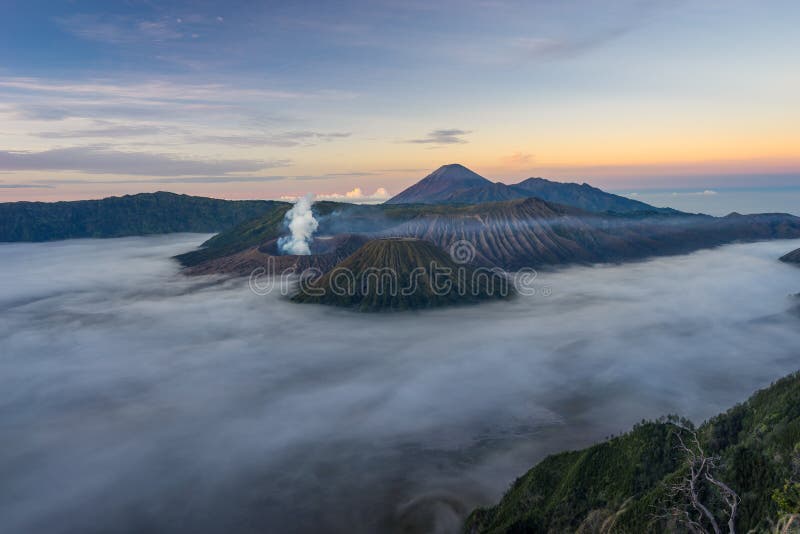 Sunrise at Bromo Volcano Mountain, East Java, Indonesia Stock Photo ...
