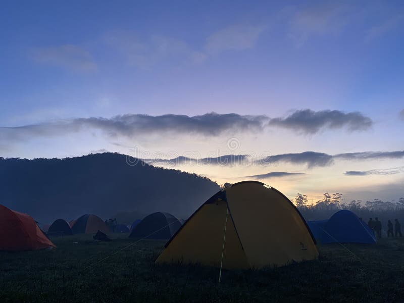 Sunrise camp stock photo. Image of view, morning, sunrise - 265841988