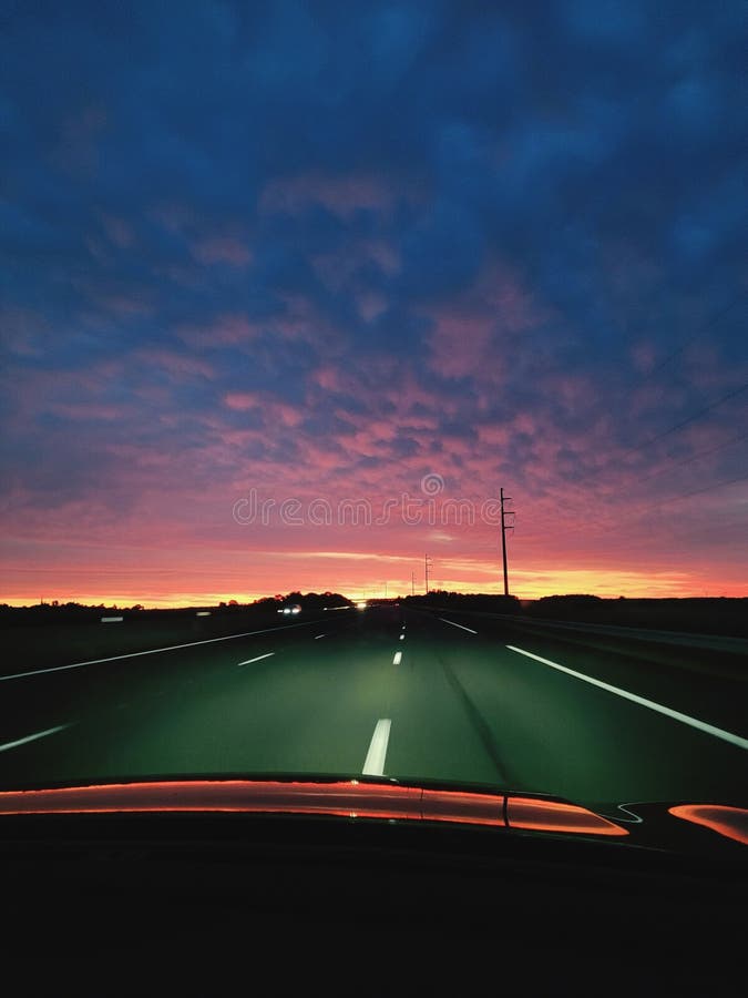 Sunrise from the Car, Driving To Airport Stock Image - Image of morning ...