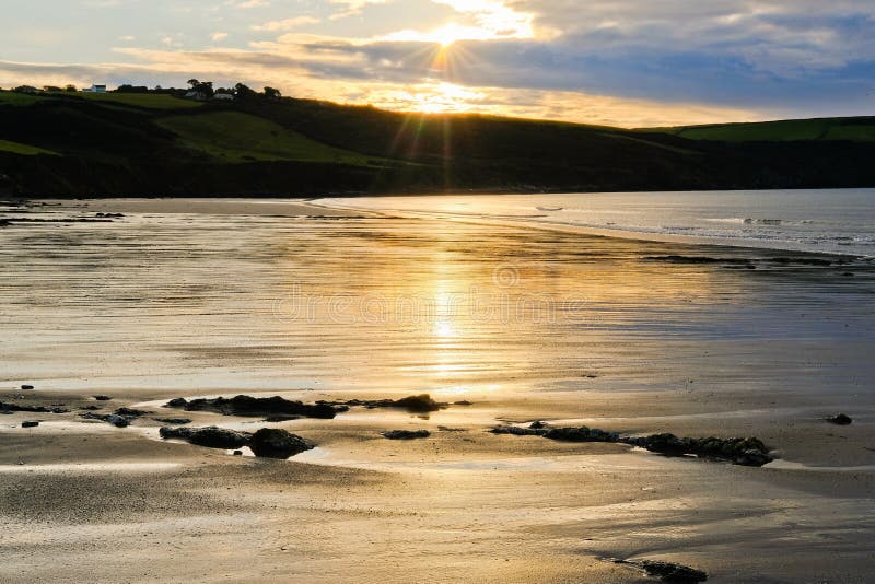 Sunrise at Carne Beach, Cornwall Stock Image - Image of sand, england ...