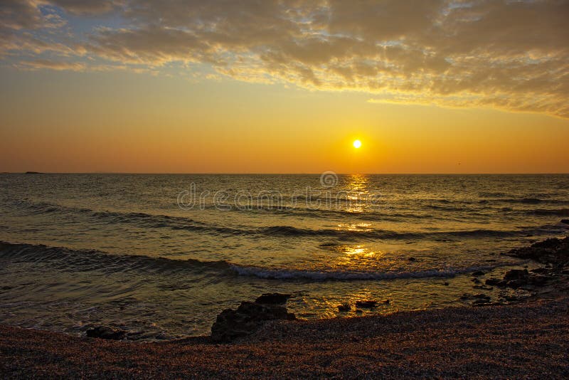 Sunrise at the Caspian Sea stock photo. Image of dawn - 188293300