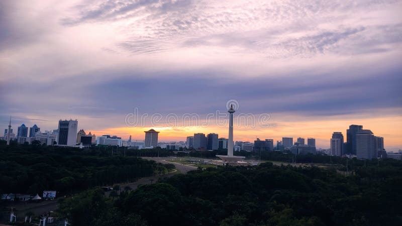 Sunrise in central jakarta stock photo. Image of jakarta - 262073094
