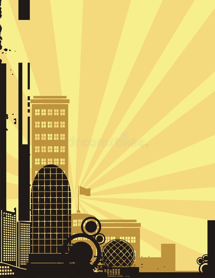 Sunrise City Background Series Stock Vector - Illustration of grunge ...