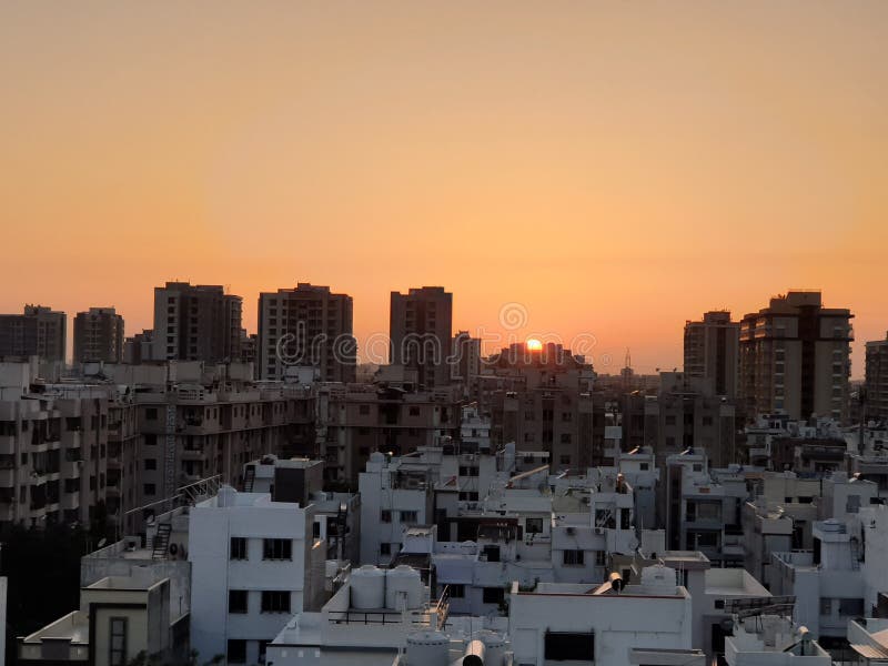 Sunrise for City View. Morning City Aerial View Stock Image - Image of ...