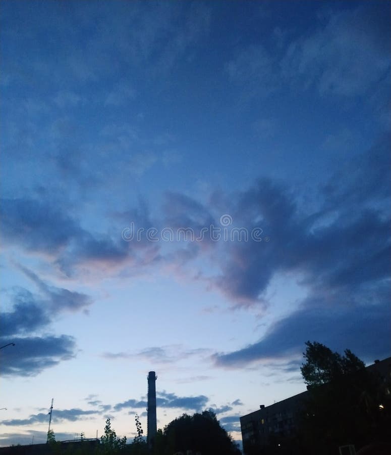Sunrise Clouds and Blue Sky Go To the Horizon Stock Photo - Image of ...